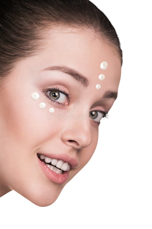 Girl with Cream Dots on Face Stock Image - Image of health, female ...