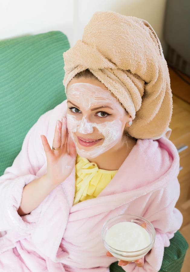 Girl with cream over face stock photo. Image of moisturizer - 51657892