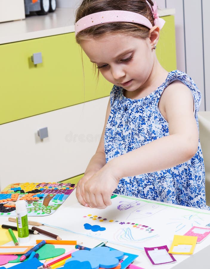 A Girl Create Shapes and Designs Stock Image - Image of blonde ...