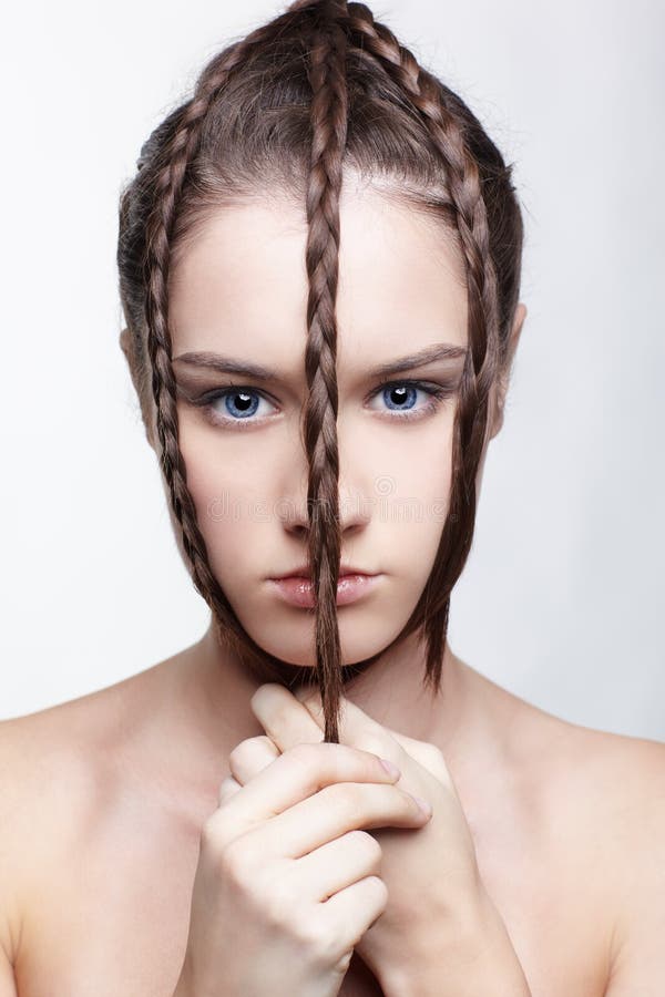 Girl with creative hair-do stock image. Image of braid - 18871479