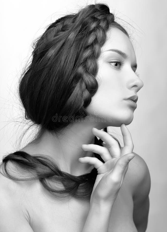 Girl with creative hair-do stock image. Image of braid - 18871479