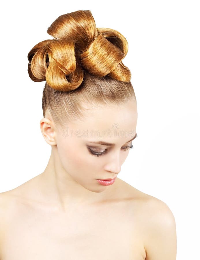 Girl with creative hair-do stock image. Image of health - 18611795