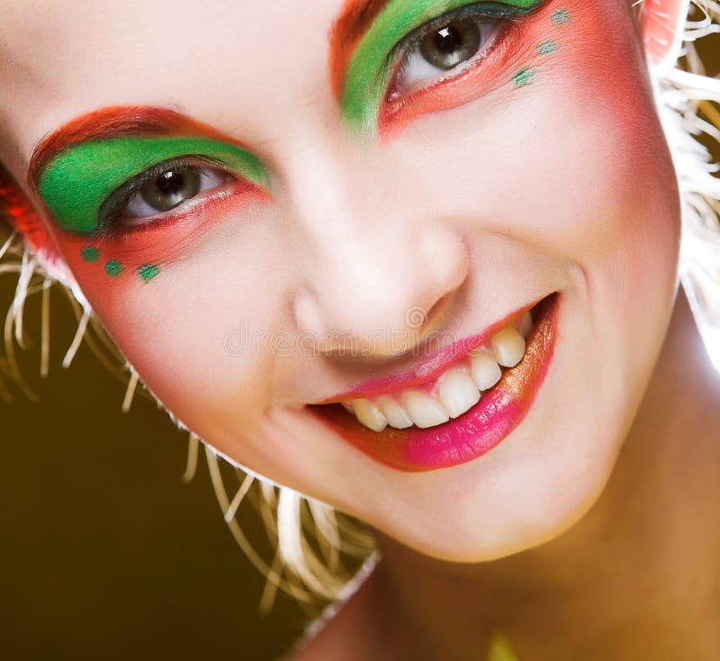 Girl with creative visage stock photo. Image of glamour - 92378276