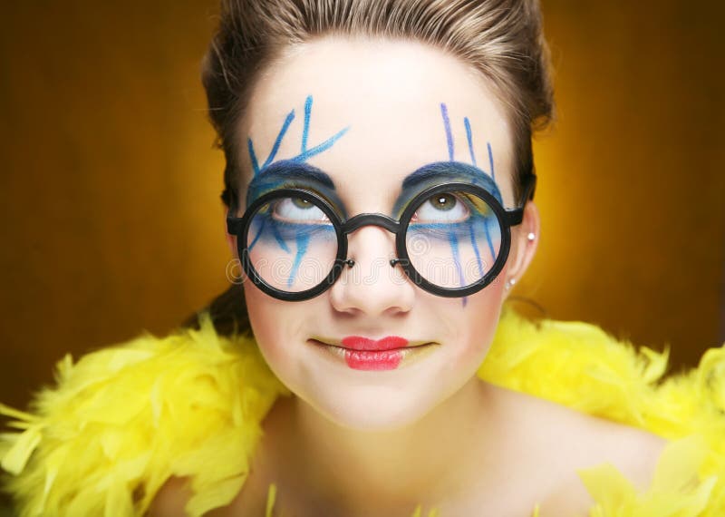 Girl with creative visage stock image. Image of fashion - 83845577