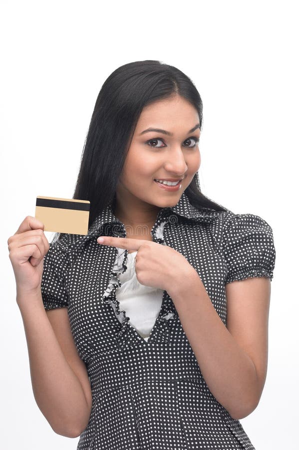 Girl with credit card stock photo. Image of hairstyle - 8542616