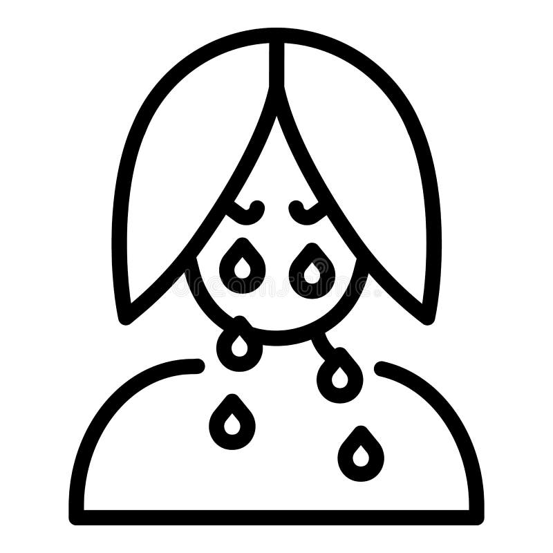 Girl Crying Icon Outline Vector. Mental Fear Stock Vector ...