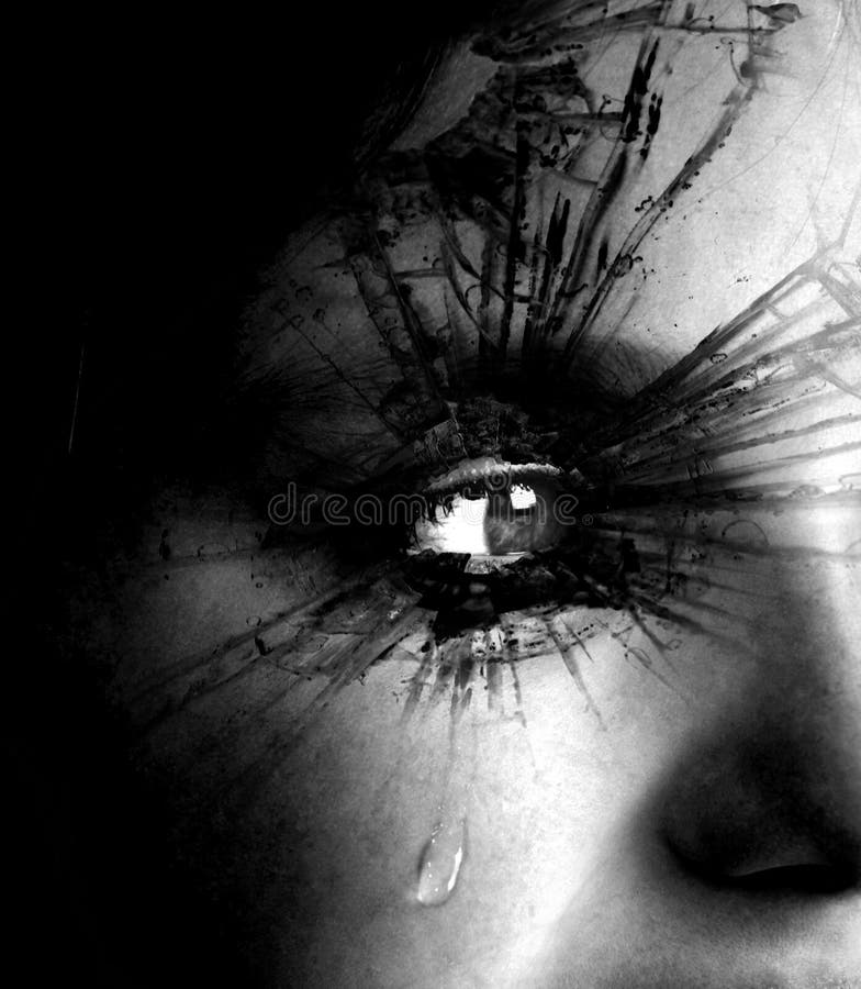 Girl Crying with Tear and Textured Eyelashes Stock Image - Image of ...