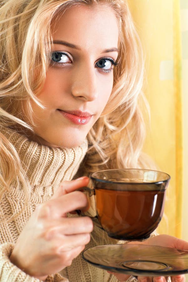 Girl with cup stock photo. Image of beauty, coffee, caucasian - 18066672