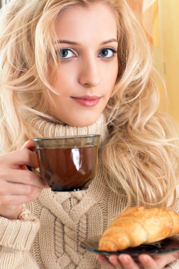 Girl with cup stock image. Image of adult, enjoy, person - 18201313