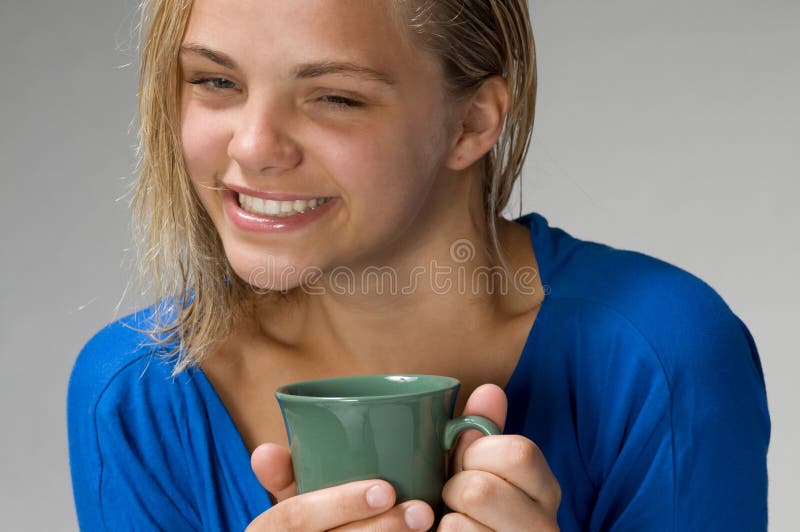 Girl with the cup stock image. Image of person, finger - 5844827