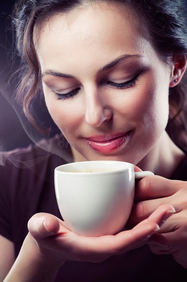 Girl with Coffee stock image. Image of beverage, happy - 21416615