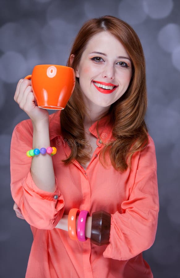 Girl with cup. stock photo. Image of hipster, spring - 31875518