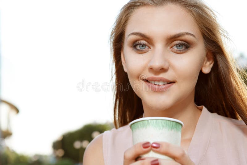 Girl with cup of tea stock photo. Image of drink, morning - 63200252