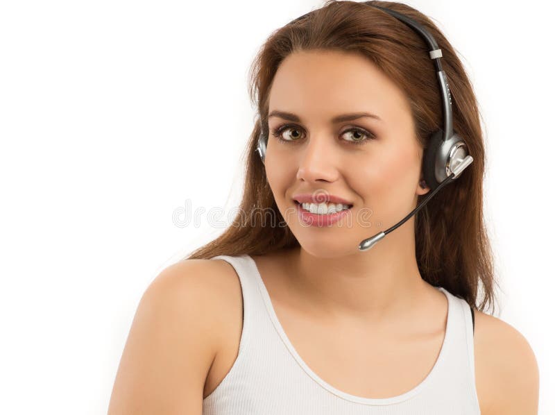Girl Customer Support stock image. Image of headphones - 35635709