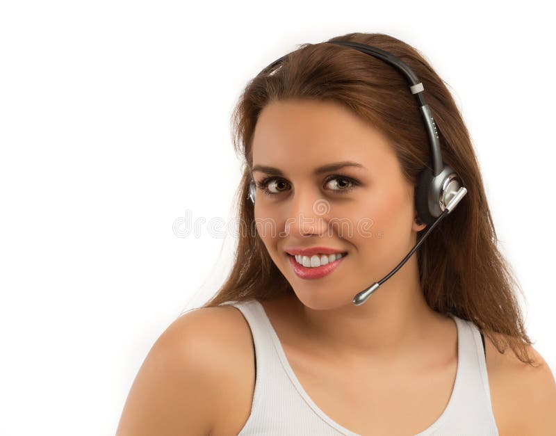 Girl Customer Support stock image. Image of headphones - 35635709