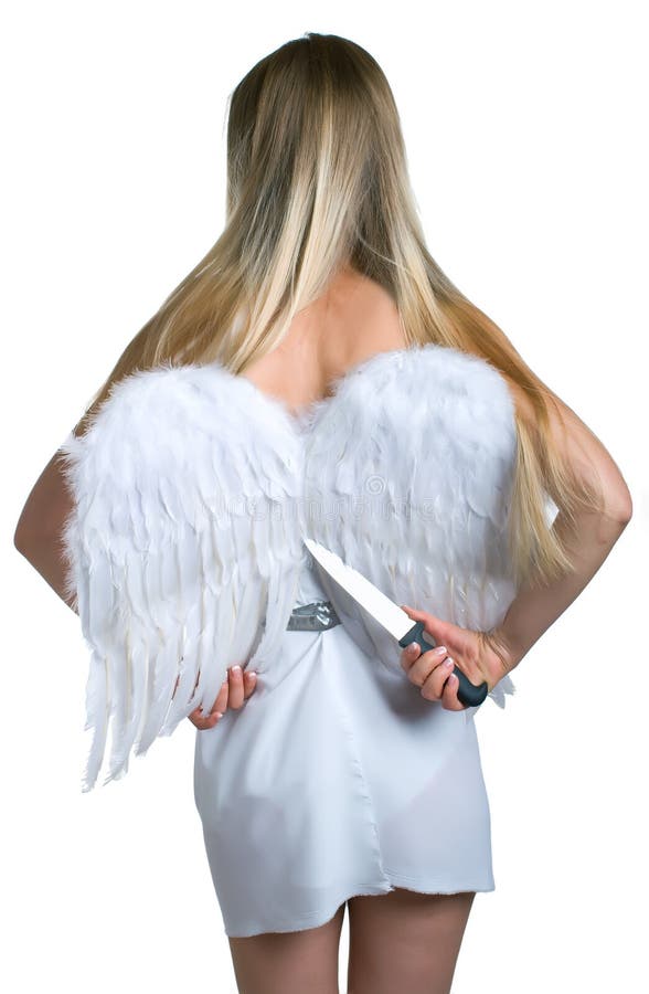 Girl Cuts Off White Angel Wings Stock Photos - Free & Royalty-Free ...