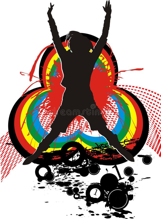 Girl and Dance of the Rainbow Stock Vector - Illustration of turnips ...