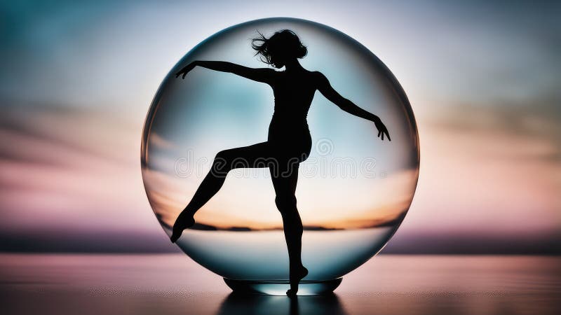 A Dancer Girl and a Glass Ball. Generated by AI. Stock Illustration ...