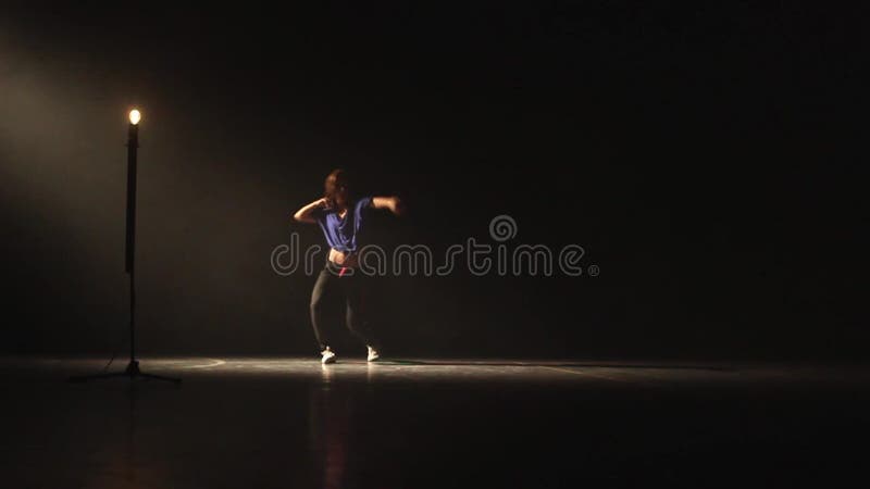 Girl Dancing in the Dark with a Light Bulb. Stock Footage - Video of ...