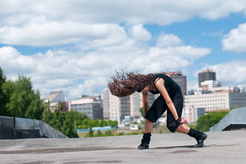 Girl Dancing Over Urban Landscape Stock Image - Image of lifestyle ...