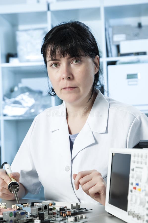 Girl Debugging an Electronic Precision Device Stock Image - Image of ...