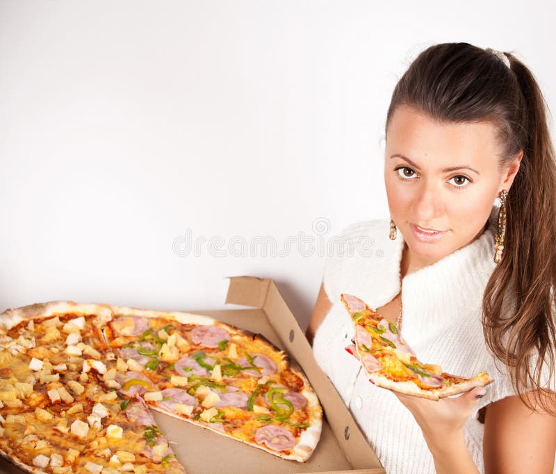 Girl with a Delicious Pizza Stock Image - Image of meal, laughing: 37486175