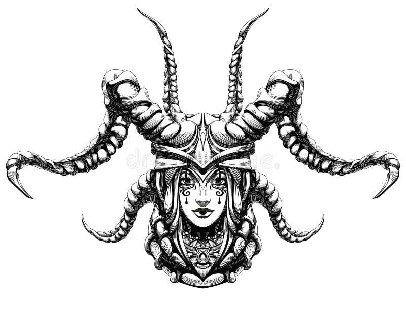 Girl demon stock illustration. Illustration of eyelashes - 77642548