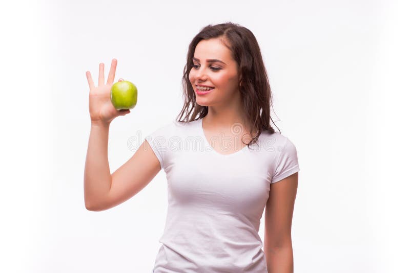 Girl Demonstrate Ok Sigh with Apple Stock Image - Image of diet ...
