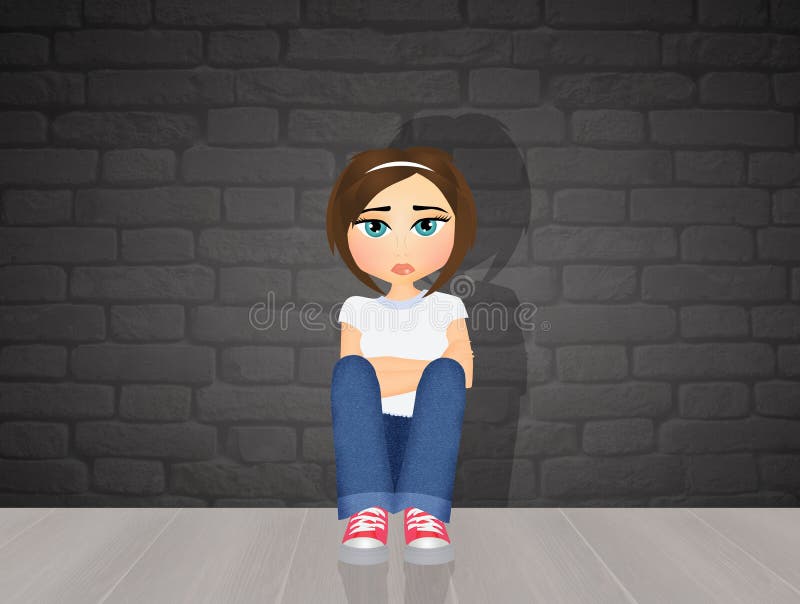 Girl with depression stock illustration. Illustration of suicide ...