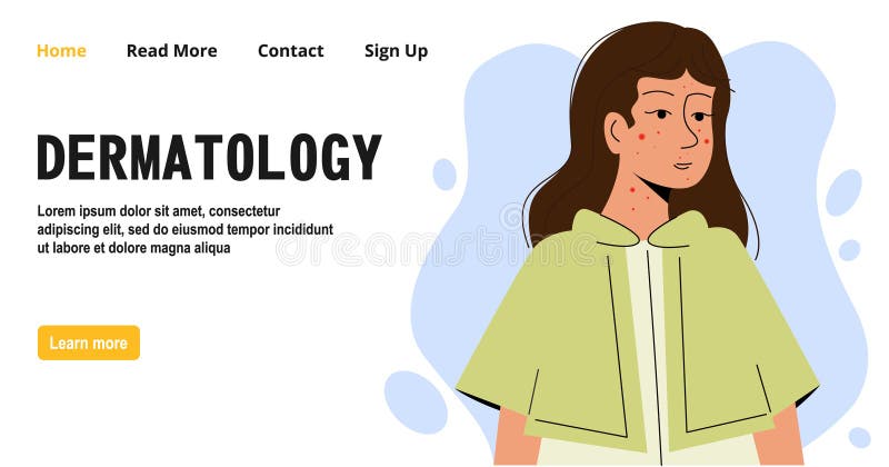 Girl With Dermatology Problem Skin Banner Cartoon Scene Skin Causes