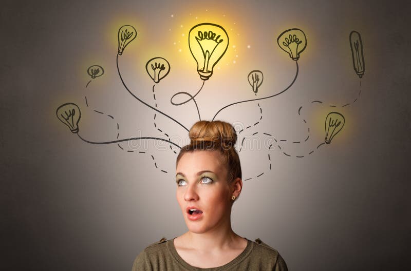Girl with Design Thinking Concept Stock Image - Image of bright, idea ...