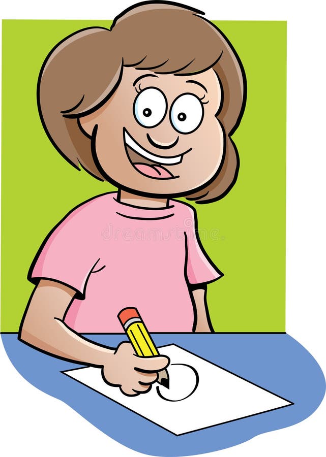 Cartoon Girl Writing Stock Illustrations – 9,028 Cartoon Girl Writing ...