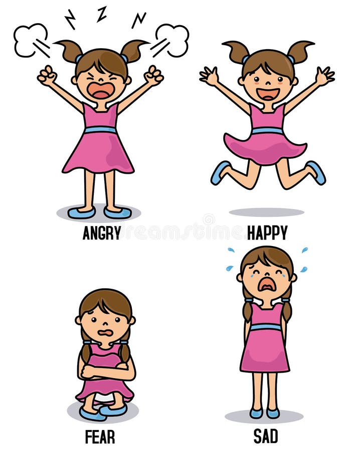 Girl with Different Emotions Stock Vector - Illustration of cartoon ...