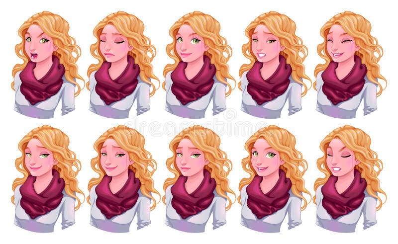 Cartoon Girl Expressions Stock Illustrations – 7,185 Cartoon Girl ...