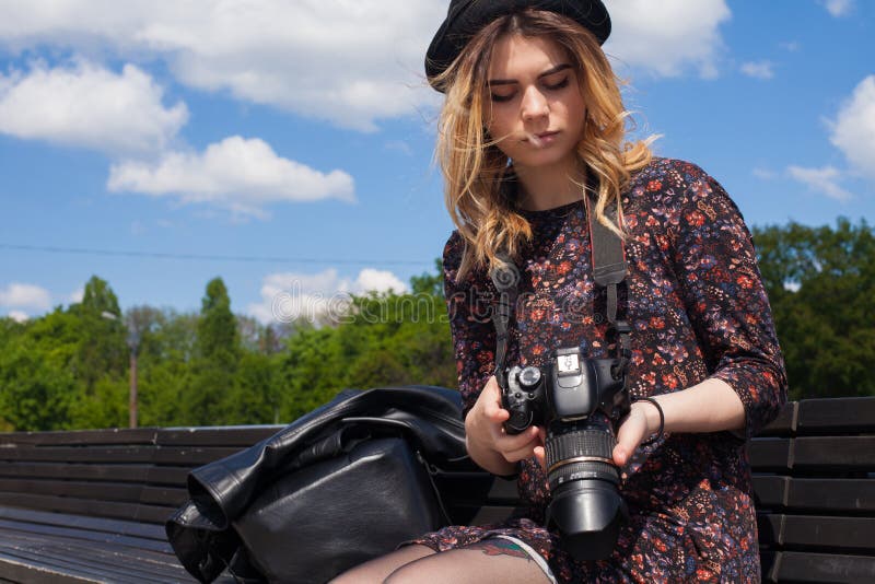 Girl with the Digital Camera Stock Image - Image of female, lens: 82762237