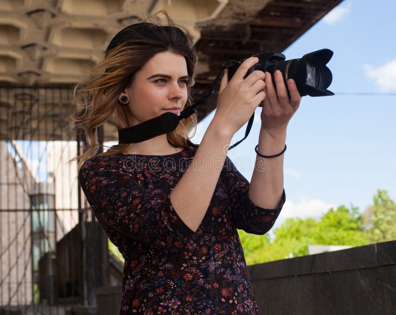 Girl with the Digital Camera Stock Photo - Image of summer, hair: 82762280