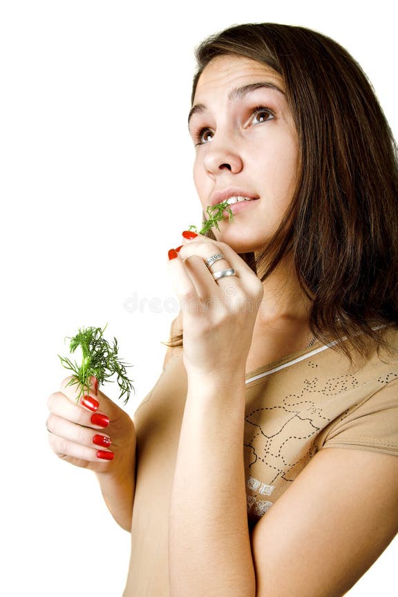 Girl with dill stock photo. Image of white, fennel, beauty - 4322986