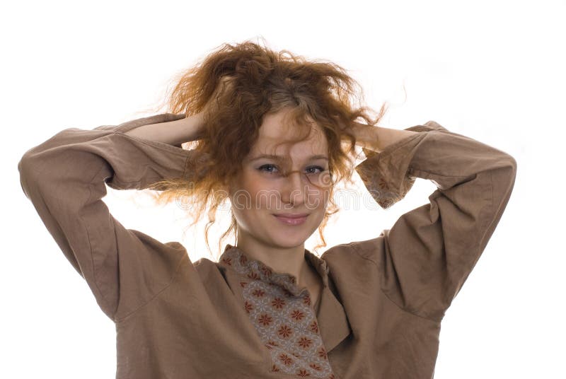 Girl with disheveled hair stock image. Image of early - 12495577