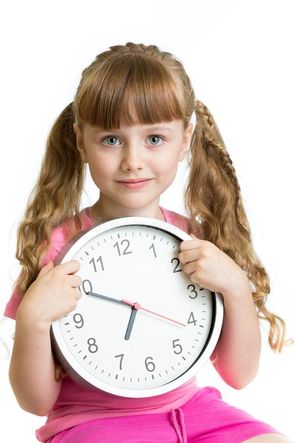 Girl Displaying Seven O Clock Time in Studio Stock Photo - Image of ...