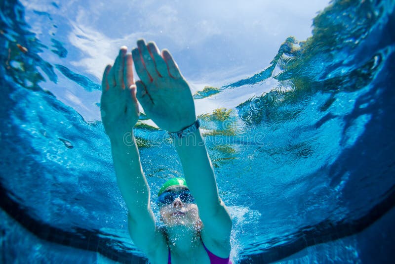 Girl Dives Pool Underwater stock photo. Image of teenager - 28204514