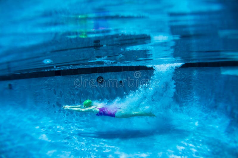 Girl Diving Pool Underwater Stock Photo - Image of woman, teenagers ...