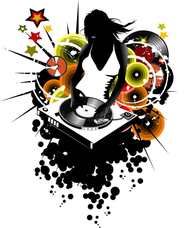 Funky Female Dj Mirrored Pattern Stock Illustration - Illustration of ...