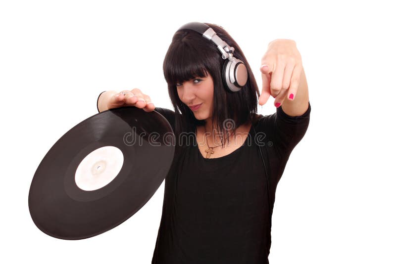 Girl dj scratch lp stock photo. Image of listen, beautiful - 28892538