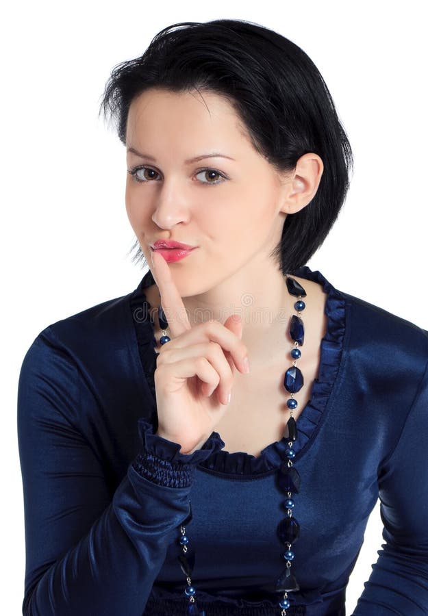 Girl Does Sign To Be Silent Stock Photo - Image of confidential, eyes ...