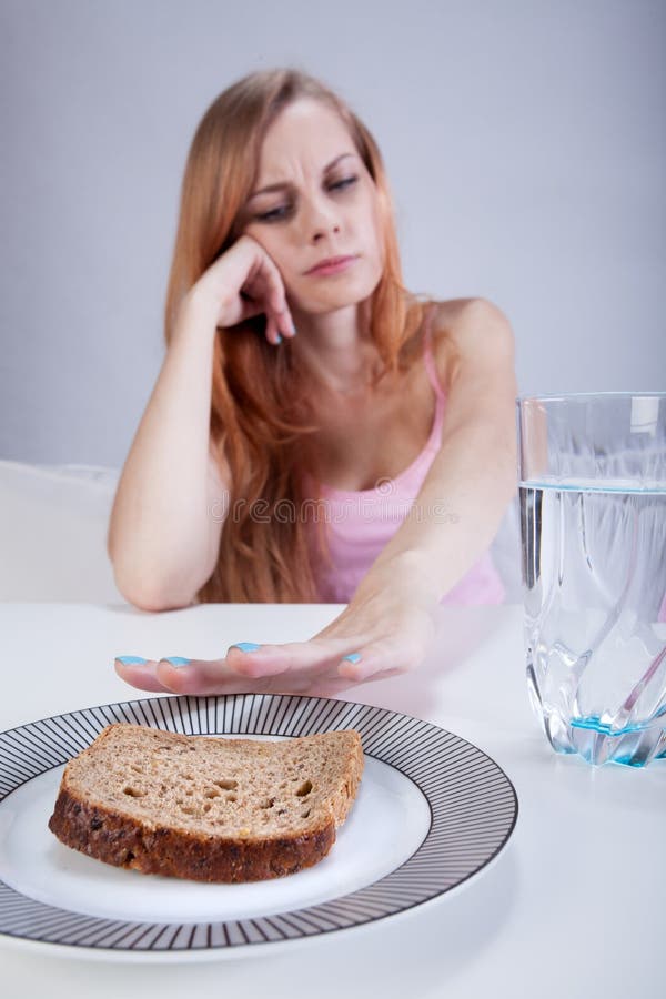 Girl doesn t eat breakfast stock image. Image of lonely - 43053625