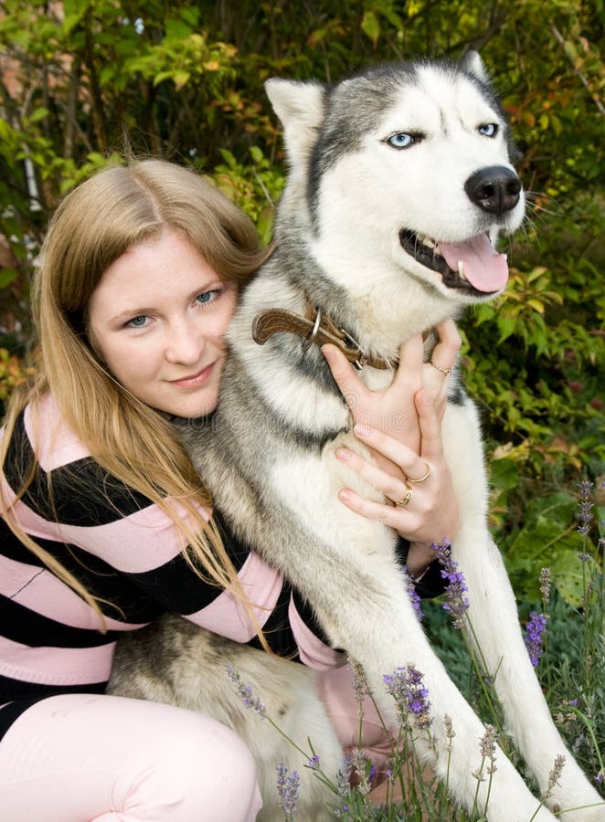 Girl with dog stock photo. Image of cheerful, friendship - 8099070