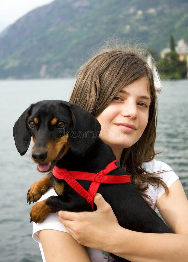Girl with Dog stock photo. Image of fidelity, friend, fido - 9346908
