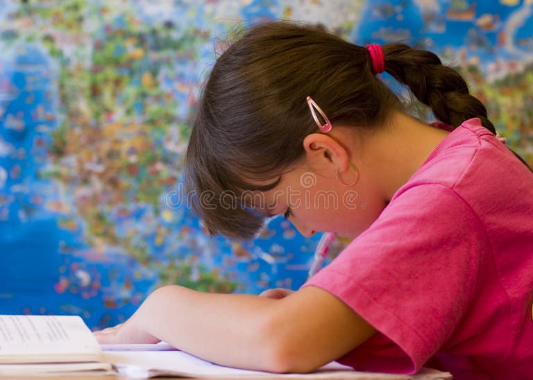 Girl doing homework stock photo. Image of eyes, educate - 7177102