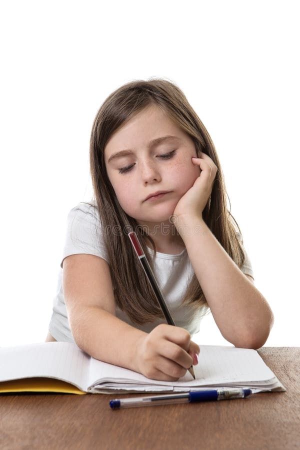 Girl doing homework stock photo. Image of girl, pretty - 64567486