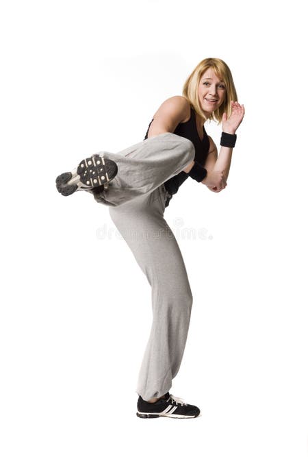 Girl doing a kick stock photo. Image of girl, kick, healthy - 8749846